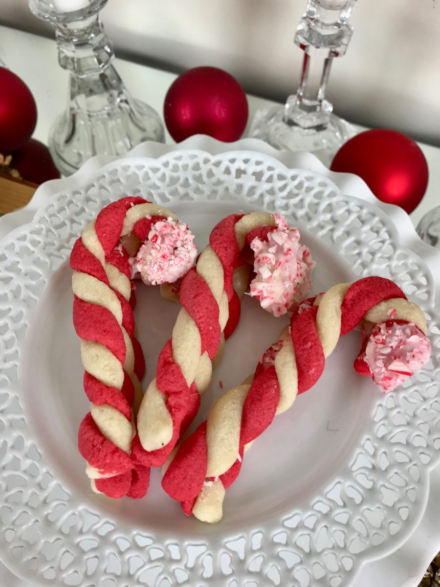 Candy Cane Shaped Sugar Cookies - Liz Bushong