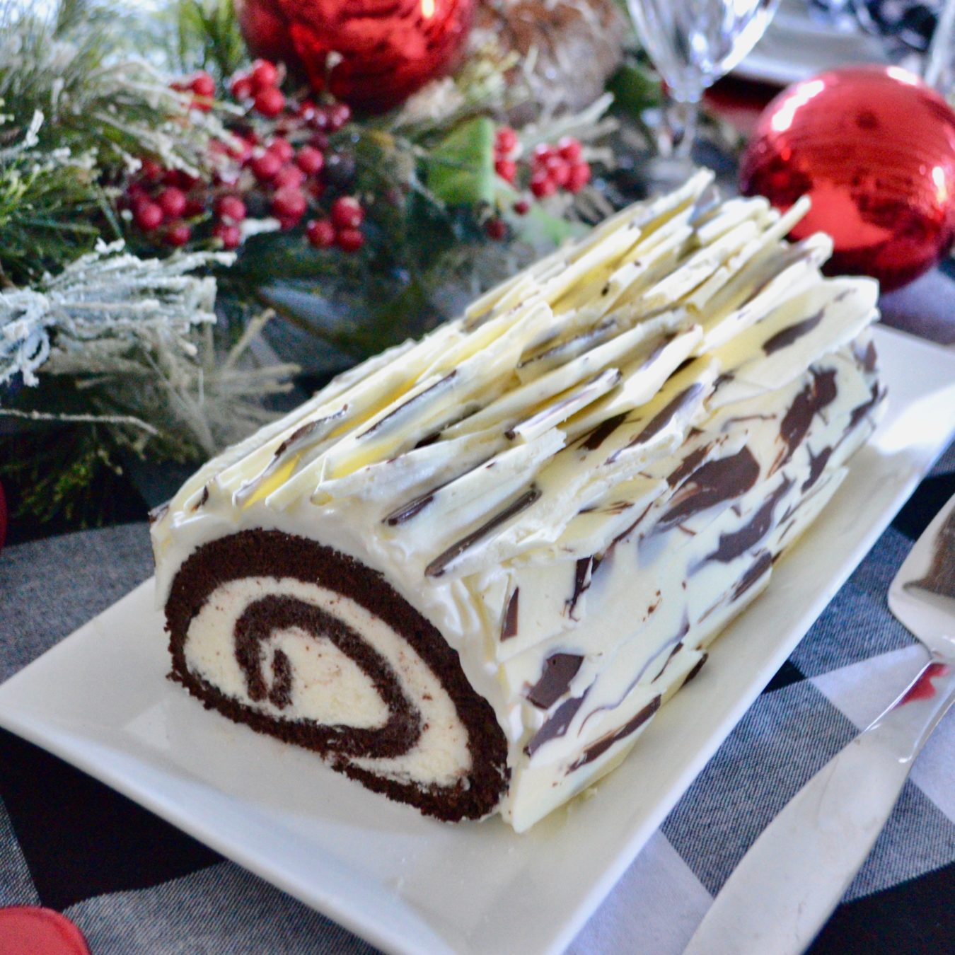 Birch Bark Chocolate Raspberry Yule Log - Liz Bushong