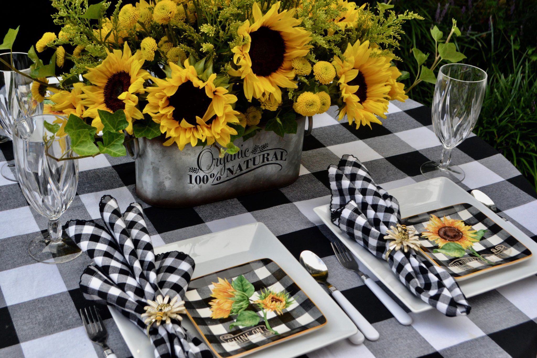 Sunflowers Set the Scene for End of Summer Table - Liz Bushong