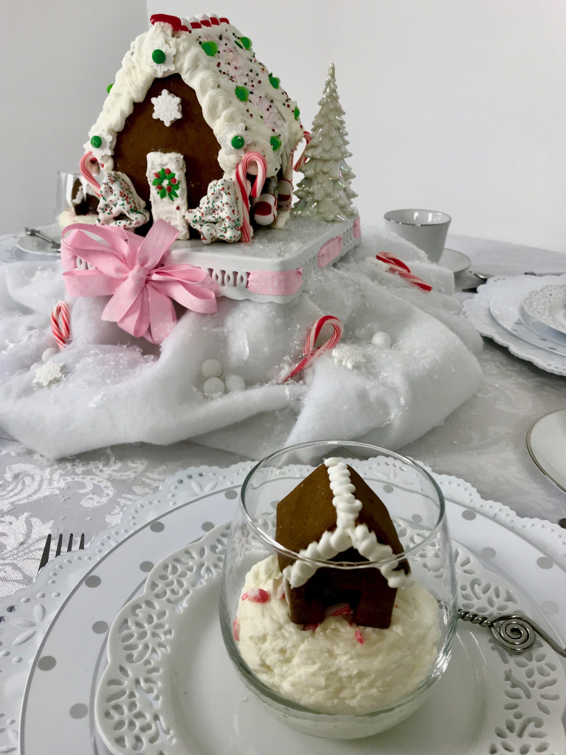 Gingerbread house table setting lizbushong.com - Liz Bushong