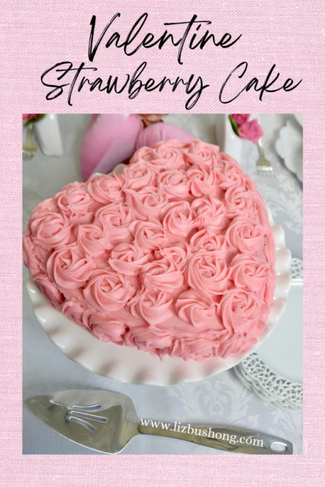 Strawberry Heart Cake with Strawberry Rosette Frosting - Liz Bushong