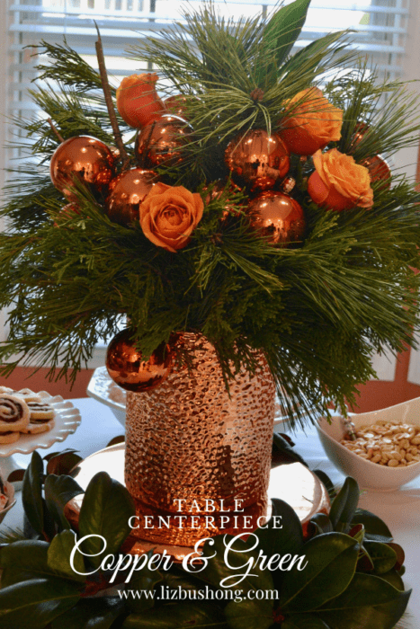 Christmas Gold & Copper Table Centerpieces - Liz Bushong