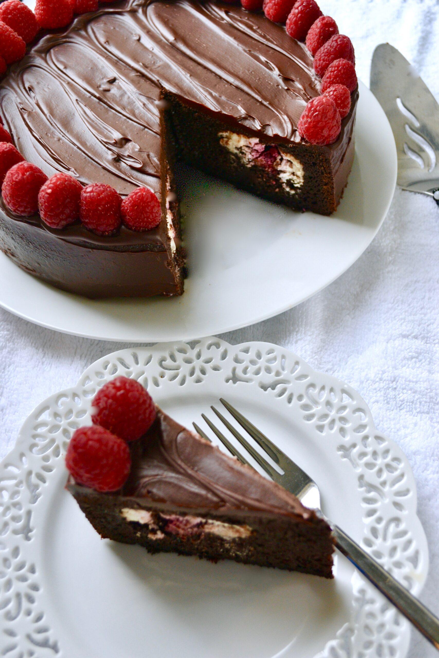 Chocolate Raspberry cake 9 finished cake lizbushong.com - Liz Bushong