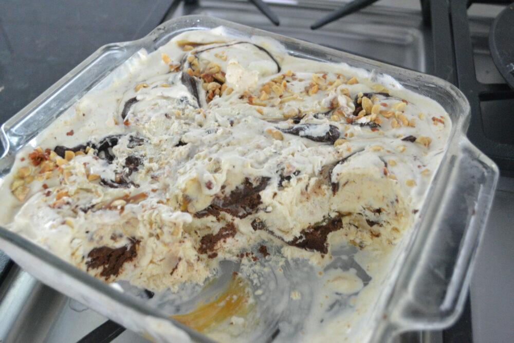 Caramel Peanut Butter Fudge Ripple No Churn Ice Cream - Liz Bushong