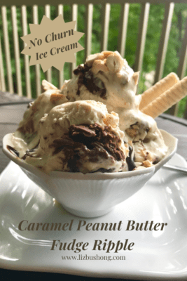 Caramel Peanut Butter Fudge Ripple No Churn Ice Cream - Liz Bushong