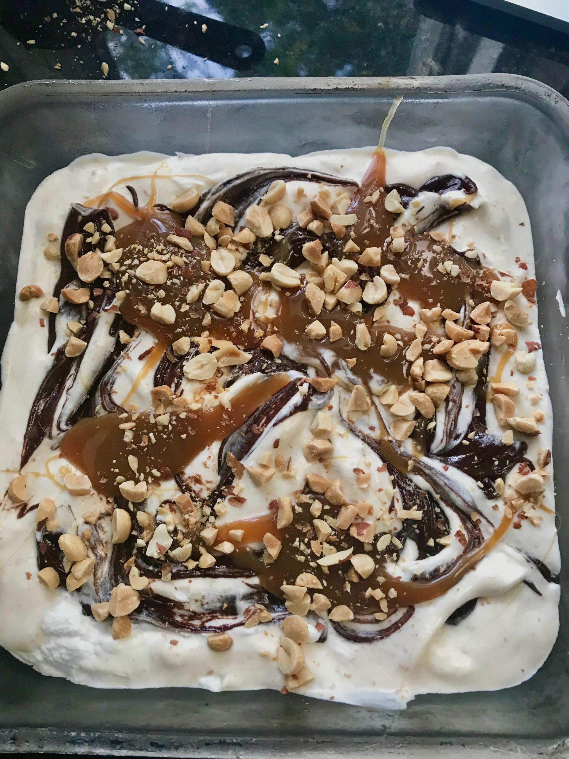 Caramel Peanut Butter Fudge Ripple No Churn Ice Cream - Liz Bushong
