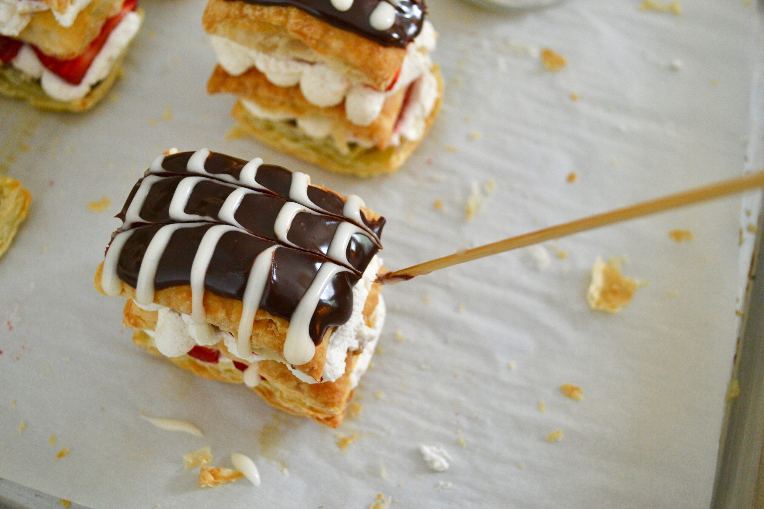 How to Make Mini Strawberry Napoleons lizbushong.com-glazing horizontal ...